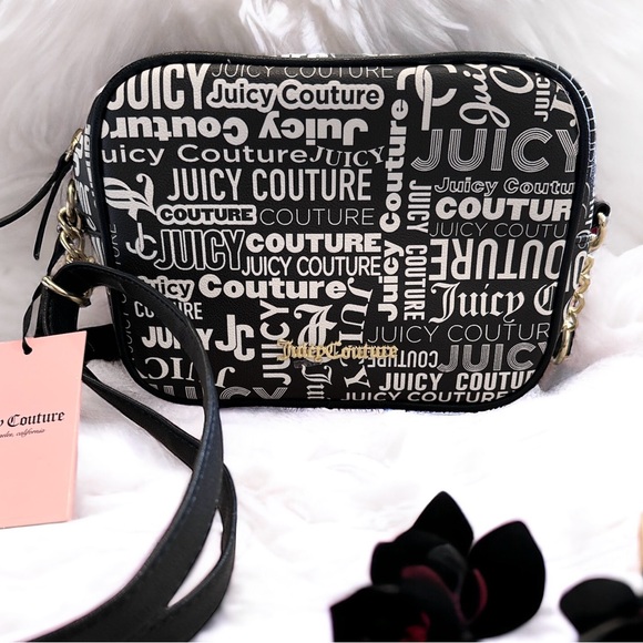 Juicy Couture | Bags | Juicy Couture Word Search Black White Camera ...